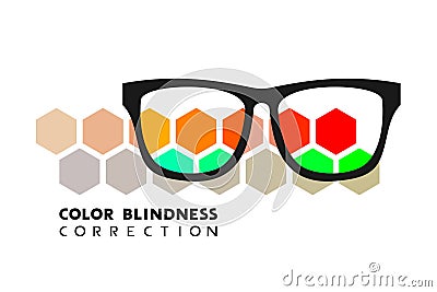 Color Blindness Correction Message Glasses Vector Illustration ...