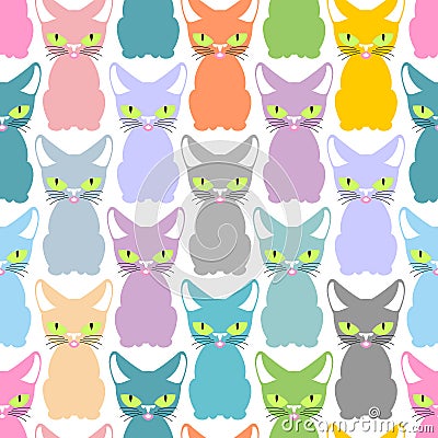 Color Cat Seamless Texture. Pattern Of Cute Cats. Pet Background ...
