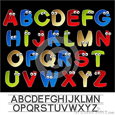 Color Font Alphabet With Eyes Stock Photography - Image: 34365022
