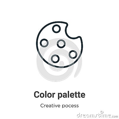 Color Palette Outline Vector Icon. Thin Line Black Color Palette Icon ...