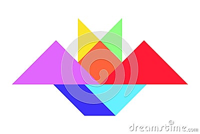 Color Tangram In Bat Shape On White Background Vector | CartoonDealer ...