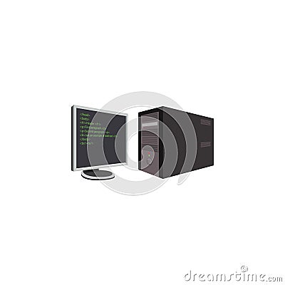 Vector Image. Computer Monitor And System Unit Stock Photography ...