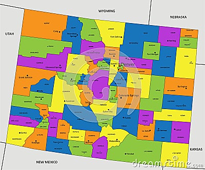 Colorful Colorado Political Map With Clearly Labeled, Separated Layers ...