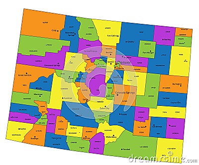 Colorful Colorado Political Map With Clearly Labeled, Separated Layers ...