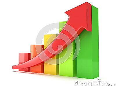 Colored Bar Graph With Red Arrow Stock Image | CartoonDealer.com #41133115