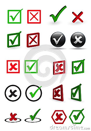 Check Mark Vector Icon Set. Right and Wrong Symbol. Approved and Denied ...