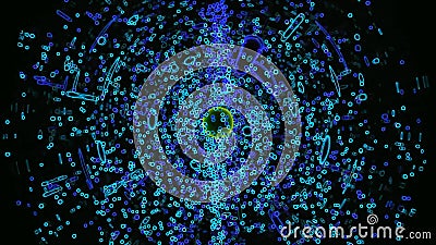 Colored Circle with Sphere of Many Moving Particles. Design. Animation ...