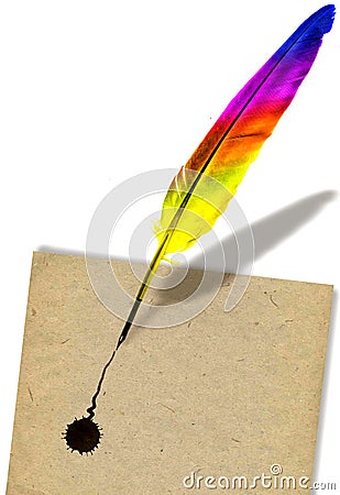 Colored Feather Pen Stock Image - Image: 7013041