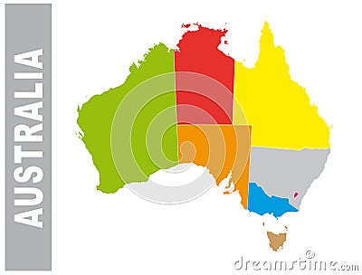 Colorful Australia Administrative And Political Map Vector Illustration ...