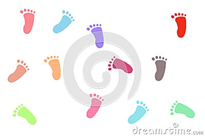 Colorful Children's Footprints Stock Images - Image: 6719014