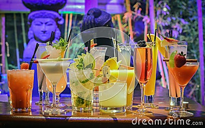 Colorful Cocktails On Bar Stock Photo - Image: 60242550