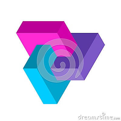 Colorful 3D Logo. Three Elements Unity Symbol. Vector Illustration ...