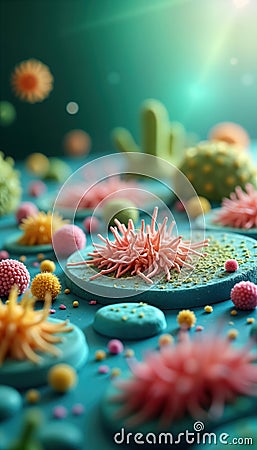 Colorful 3D Models Of Microorganisms Illustrate Biofilm Formation On ...