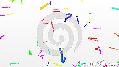 Colorful 3D Question Marks and Exclamation Points Falling in Slow ...