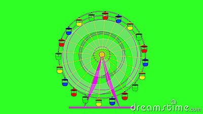 Colorful Ferris Wheel on a Green Screen Background. Stock Footage ...