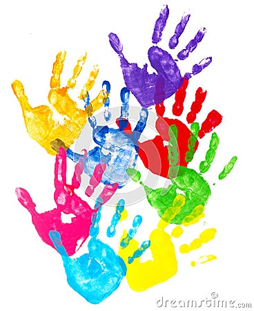 Colorful Hand Prints Stock Photo - Image: 10357330