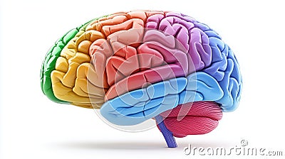 Colorful Human Brain Showing Different Lobes Representing Mental ...