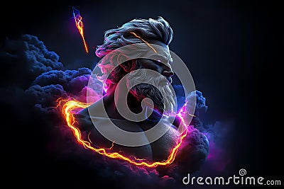 A Colorful Illustration Of Zeus As A Protector Of Mankind, With His ...