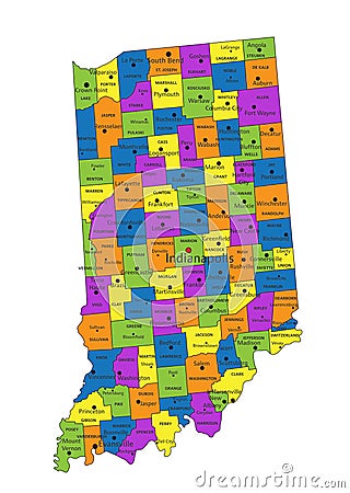 Colorful Indiana Political Map With Clearly Labeled, Separated Layers ...