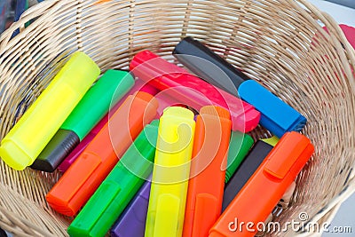 Colorful Markers In A Basket Stock Image | CartoonDealer.com #72407263
