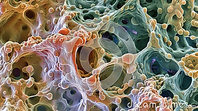 Colorful Microscopic Landscape Of Cellular Structures Royalty-Free ...