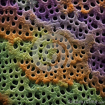 Colorful Microscopic View Of Porous Structure With Organic Patterns ...