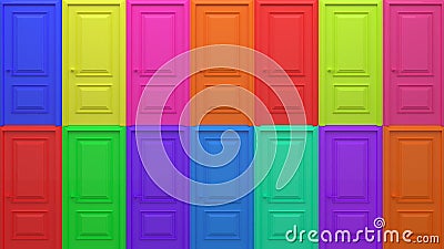 Colorful Multi-colored Doors. Colors Of Rainbow. The Concept Of ...