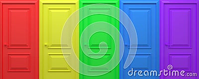 Colorful Multi-colored Doors. Colors Of Rainbow. The Concept Of ...