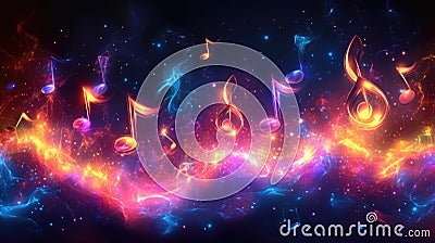 Colorful Musical Notes In Vibrant Cosmic Nebula Royalty-Free Stock ...