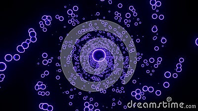 Colorful Neon Bubbles Flying in a Spiral on a Black Background ...