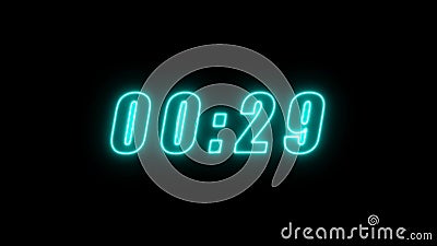 Colorful Neon One Minute Timer. 60 Seconds Countdown Stock Footage ...