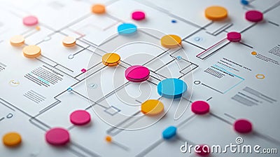 Colorful Network Diagram Data Flow Connections Teamwork Technology ...