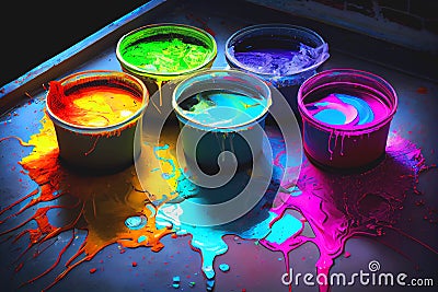 Colorful Open Spilling Paint Pots Stock Photo | CartoonDealer.com ...