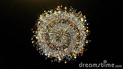 Colorful Particles Disappear In Center Of Space. Motion. Temporary ...