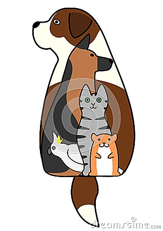Colorful Pets Nesting Cartoon Vector | CartoonDealer.com #59541077