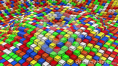 Colorful Plastic Cubes Moving Up and Down in Ripples. Stock Footage ...