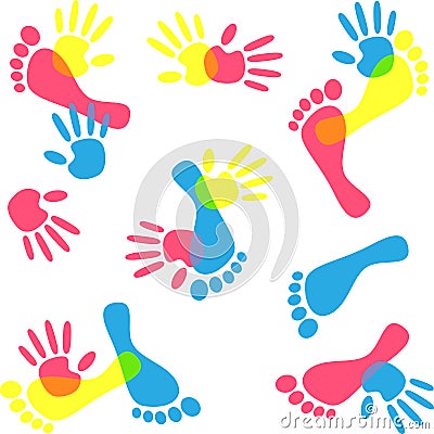Colorful Prints Hand And Foot Cartoon Vector | CartoonDealer.com #43523803