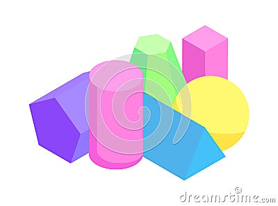 Colorful Prisms Set Isolated On White Background Cartoon Vector ...