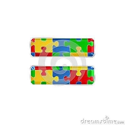 Colorful Puzzle Equals Math Symbol Isolated On Transparent Background ...