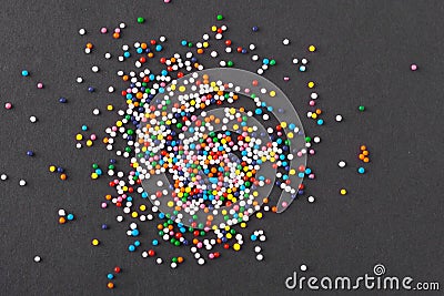 Colorful Round Sprinkles Spilled On Black Background, Isolated Royalty ...