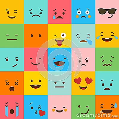 Colorful Square Emojis Set Vector | CartoonDealer.com #131127384