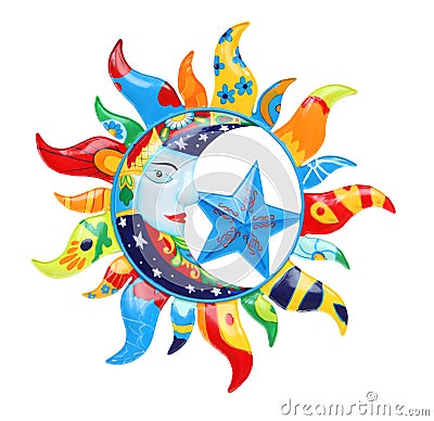 Colorful Sun and Moon