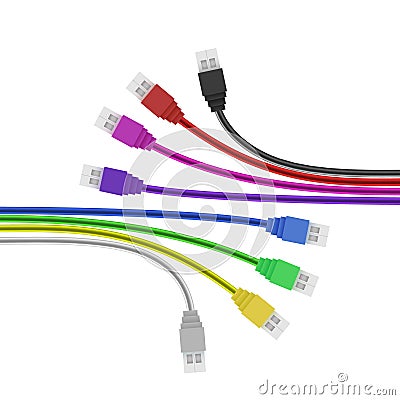 Colorful USB Plugs Isolated On White. Vector | CartoonDealer.com #49781715