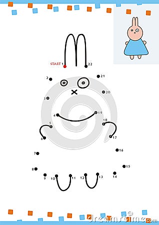 Coloring Book Dot To Dot. The Rabbit Vector Illustration ...