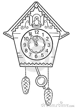 Coloring Book Illustration With Cuckoo-clock | CartoonDealer.com #247910703