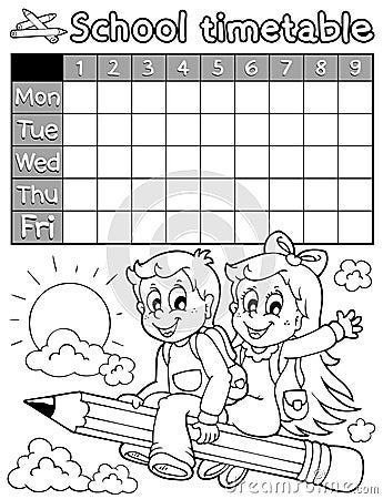 Coloring Book School Timetable 3 Stock Vector - Image: 42353161
