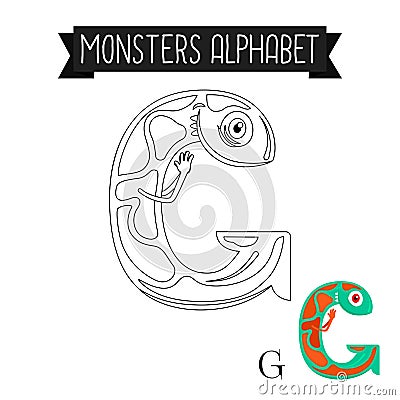 Coloring Page Monsters Alphabet Letter G Cartoon Vector | CartoonDealer ...
