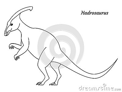 Coloring Page Outtline Hadrosaurus Dinosaur. Vector Illustration ...