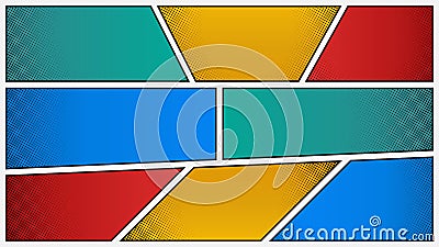 Colorized Empty Comic Book Background Layout With Halftone Cartoon ...