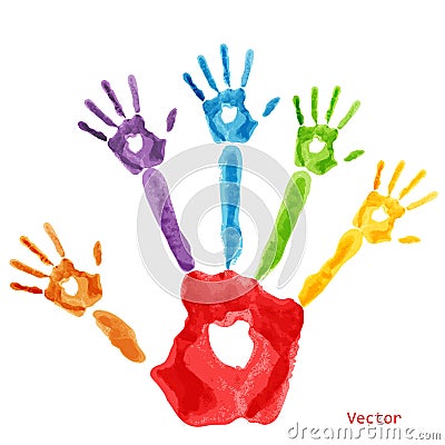 Colourful Handprint Paint Cartoon Vector | CartoonDealer.com #24909107